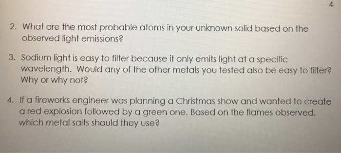 2. What are the most probable atoms in your unknown | Chegg.com