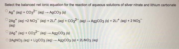 Solved Select the balanced net ionic equation for the | Chegg.com