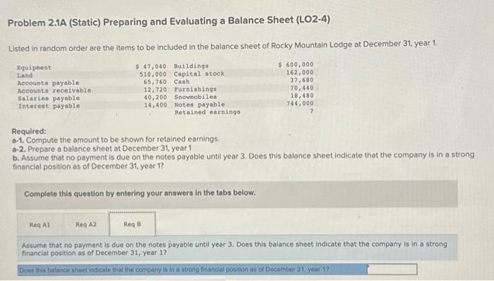Solved Problem 2.1A (Static) Preparing and Evaluating a | Chegg.com