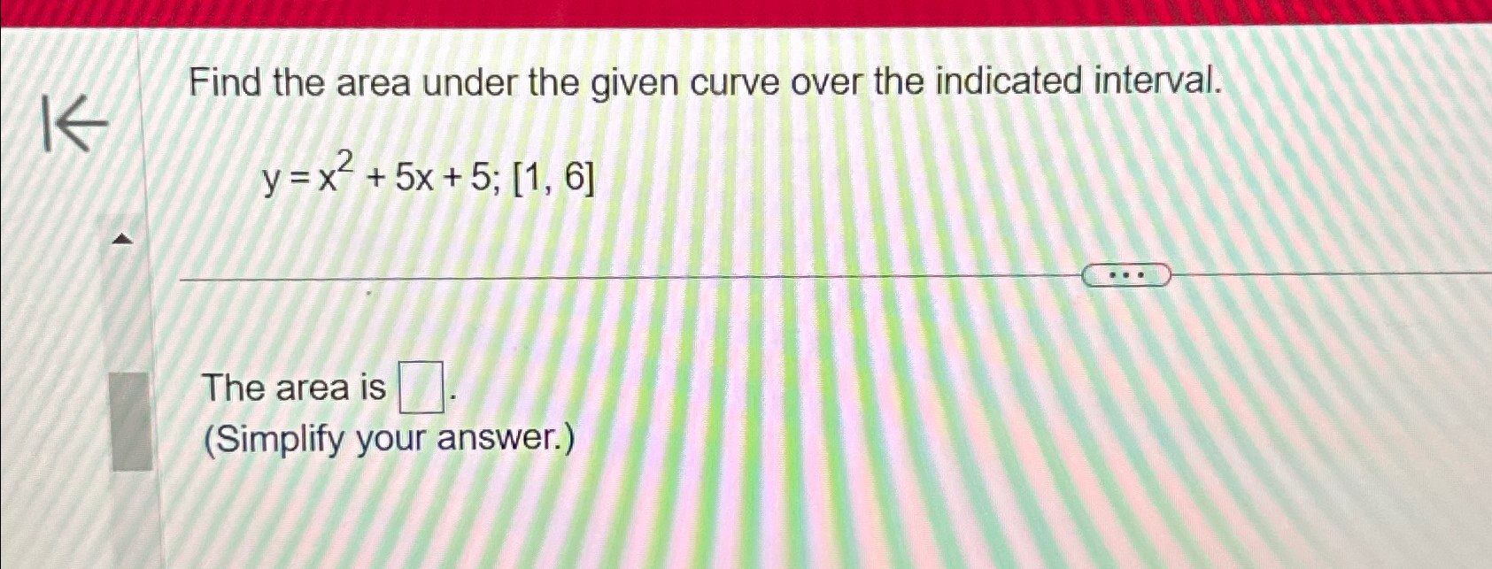 Solved Find the area under the given curve over the | Chegg.com