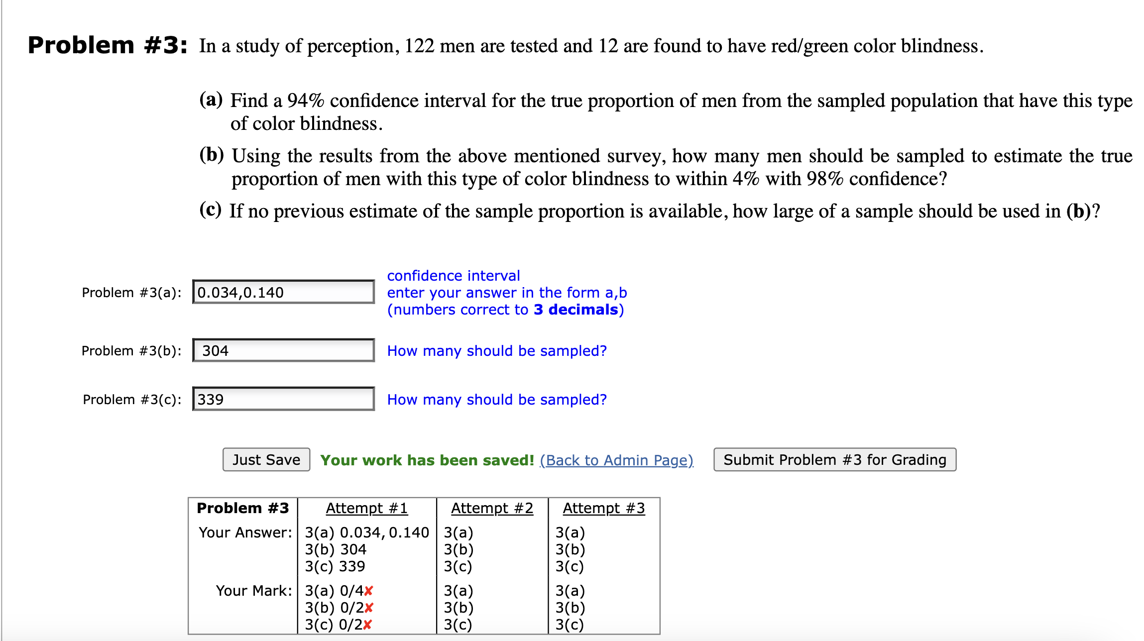 Solved Problem #3: In a study of perception, 122 ﻿men are | Chegg.com
