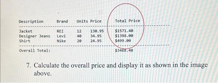 Solved Classes 1. Write a class named RetailItem that holds | Chegg.com