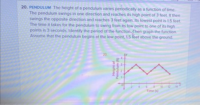 Solved 0. PENDULUM The height of a pendulum varies | Chegg.com