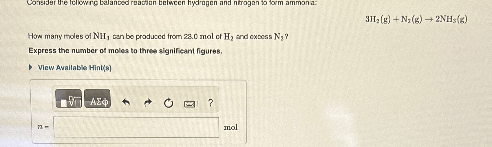 Solved Consider the following balanced reaction between | Chegg.com