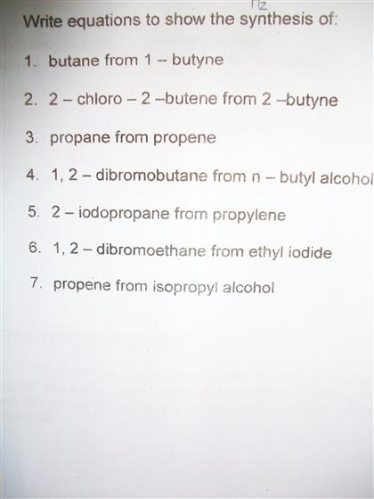 Solved Write equations to show the synthesis of: butane | Chegg.com