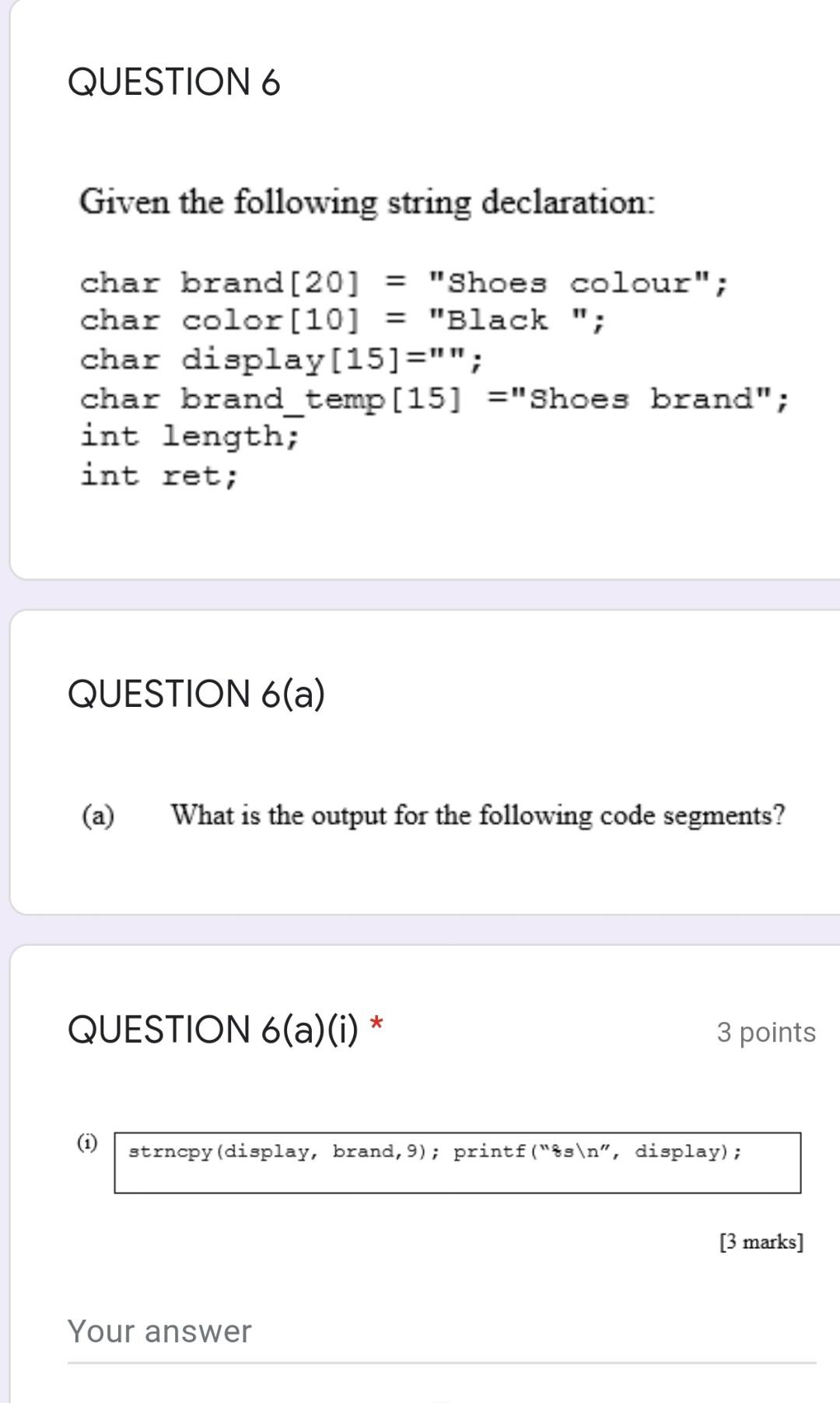 Solved QUESTION 6 Given the following string declaration: | Chegg.com