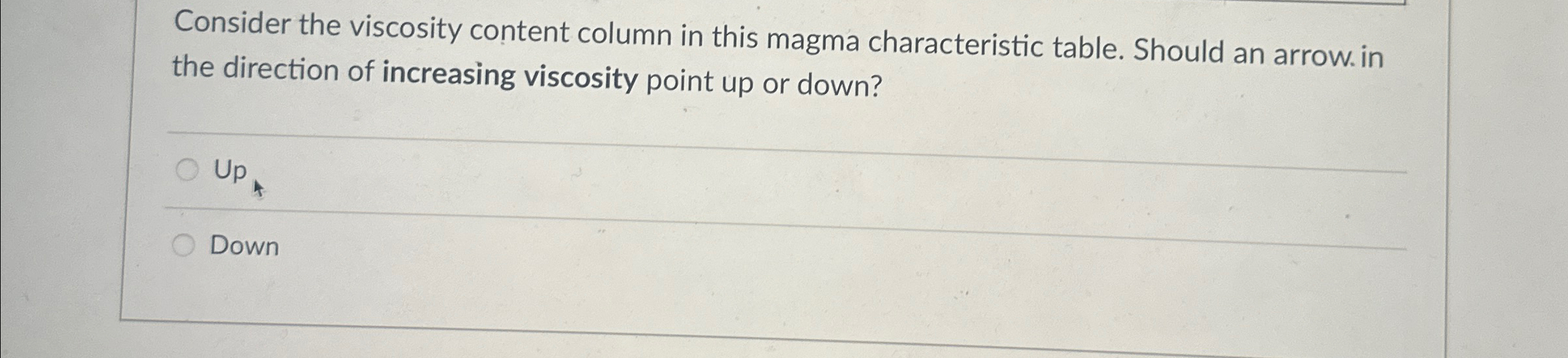 Solved Consider the viscosity content column in this magma | Chegg.com