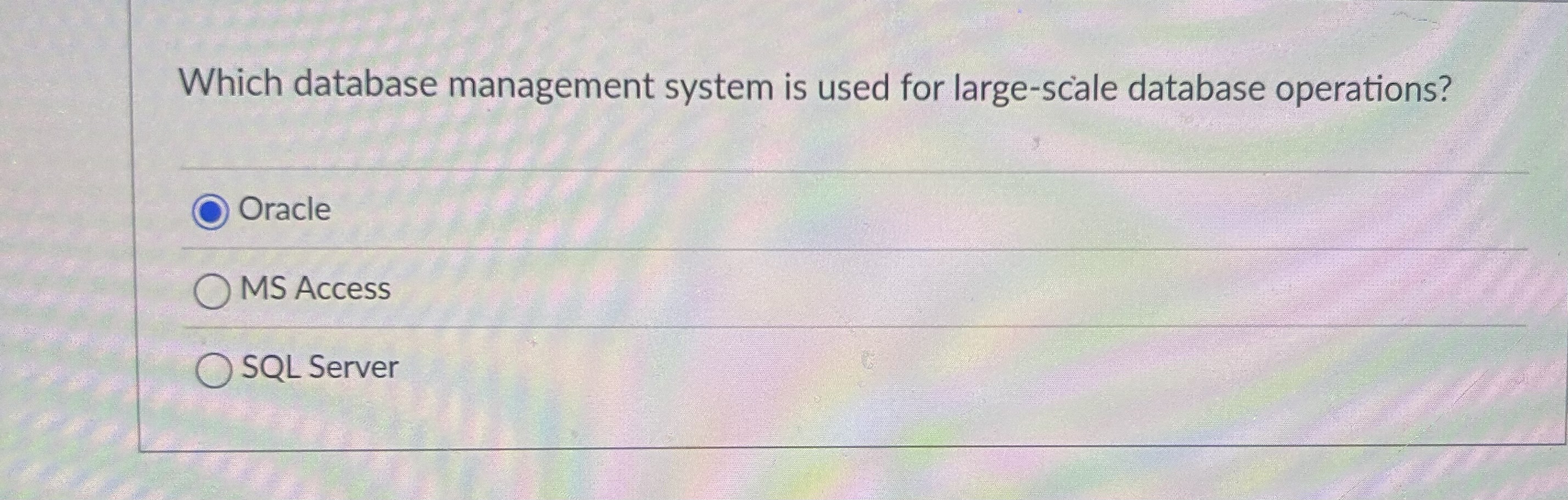Solved Which database management system is used for | Chegg.com