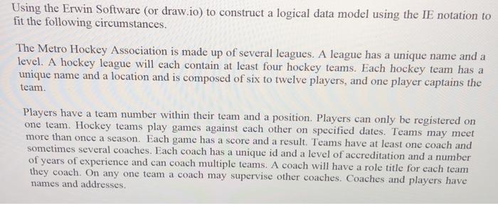 Solved Using the Erwin Software (or draw.io) to construct a | Chegg.com