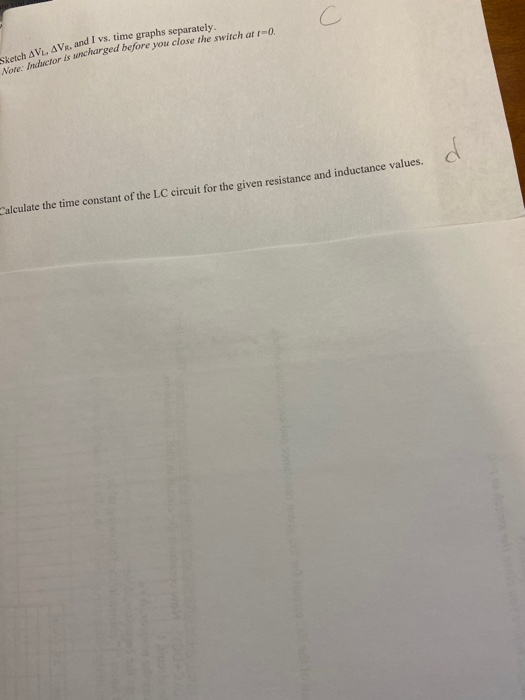 Solved graphs Hand plotted grapes Use your AVc vs. time | Chegg.com