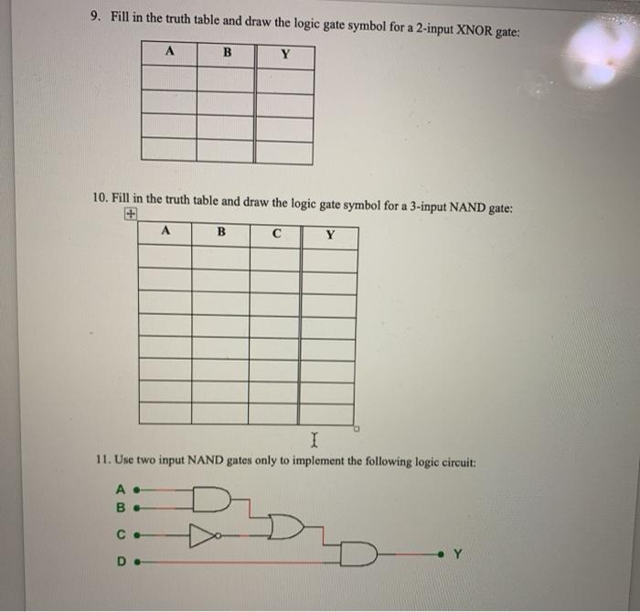 Solved 9. Fill in the truth table and draw the logic gate | Chegg.com