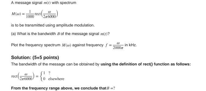 Solved A message signal m(t) with spectrum | Chegg.com