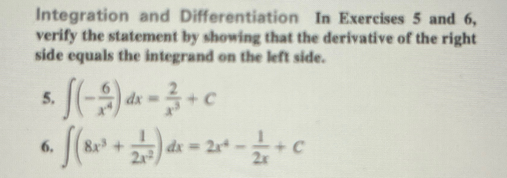 Solved Integration and Differentiation In Exercises 5 ﻿and | Chegg.com