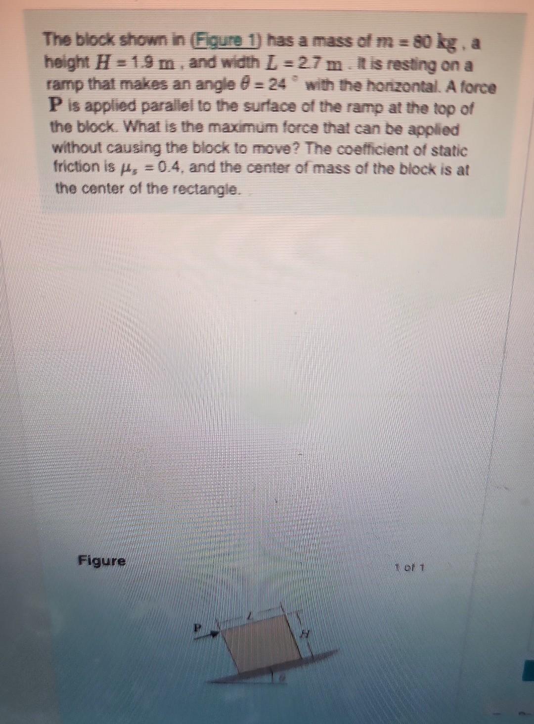 Solved The block shown in (Fiqure 1) has a mass of m=80 kg, | Chegg.com