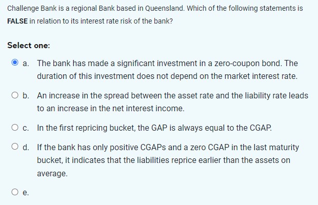 Solved Challenge Bank is a regional Bank based in | Chegg.com