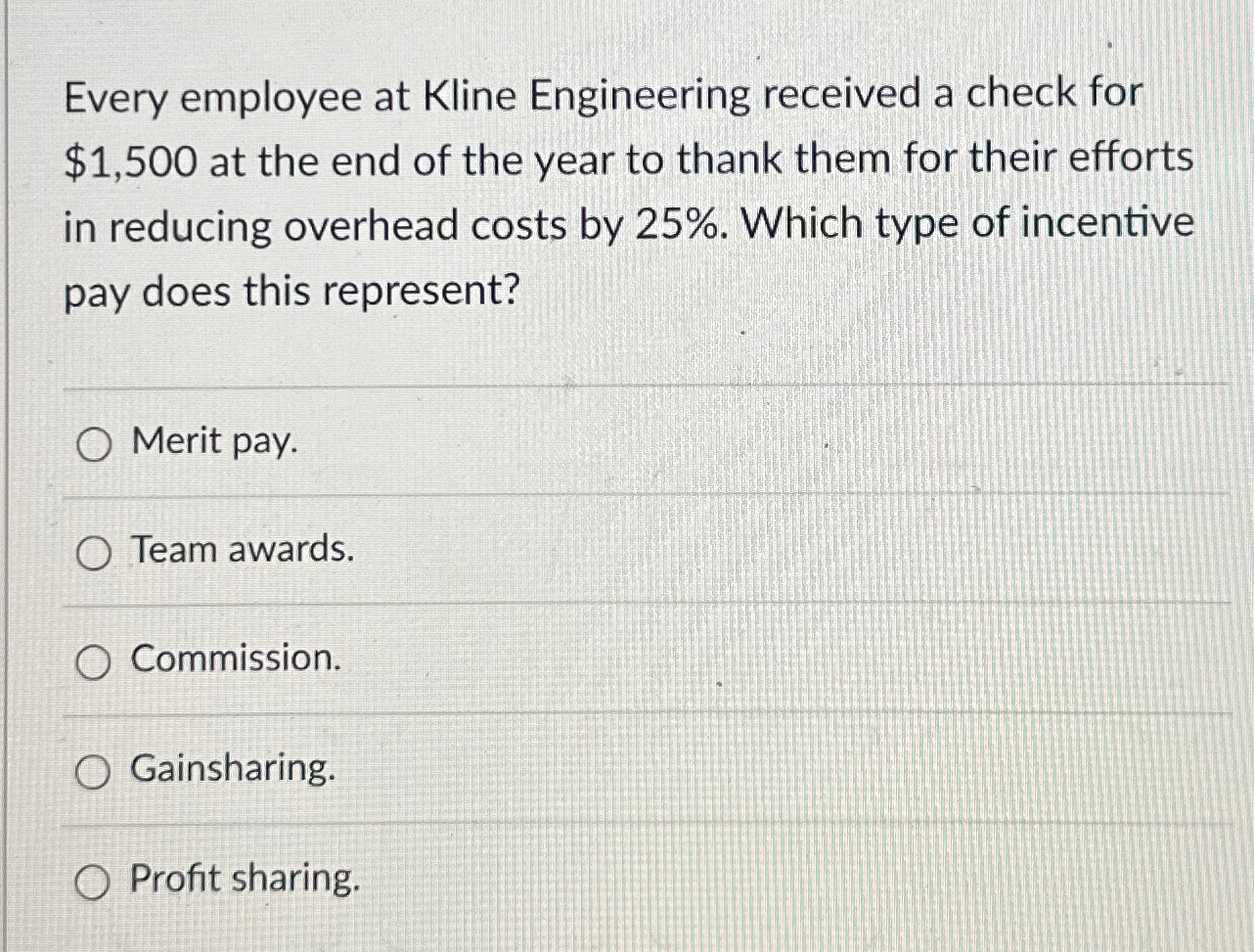 Solved Every employee at Kline Engineering received a check | Chegg.com