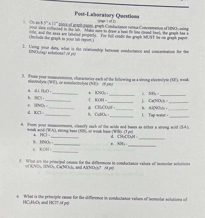 Solved Post-Laboratory Questions (page 1 of 2) 1. On an 8.5" | Chegg.com