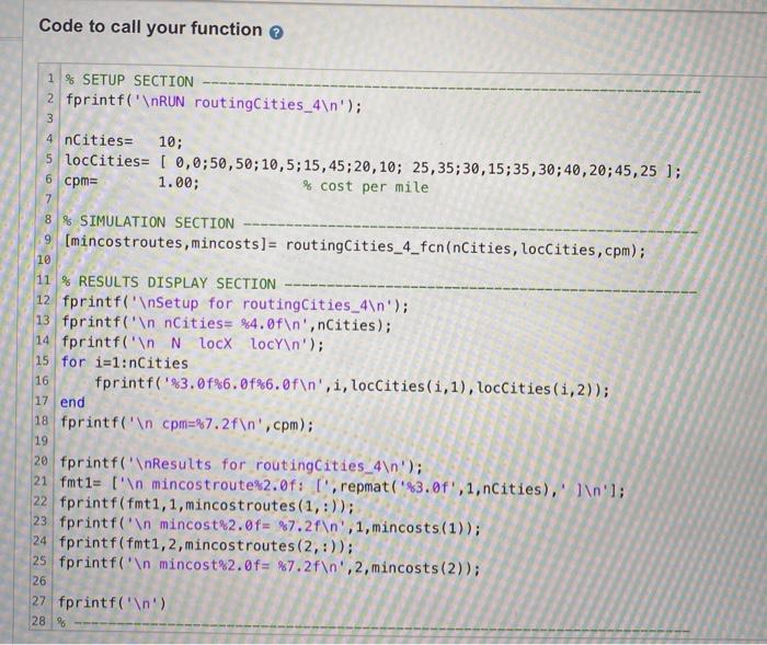 Solved % % % Case 4. Given: set of 10 city locations and | Chegg.com