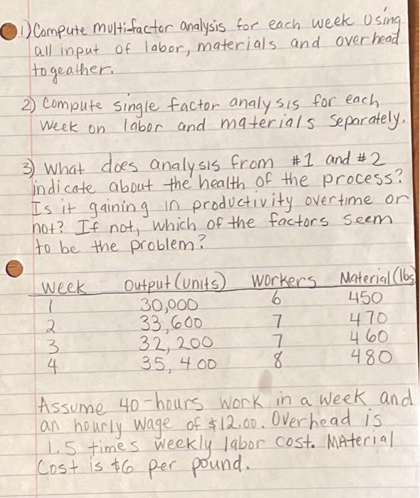 11) Compute multi-factor analysis for each week Using | Chegg.com