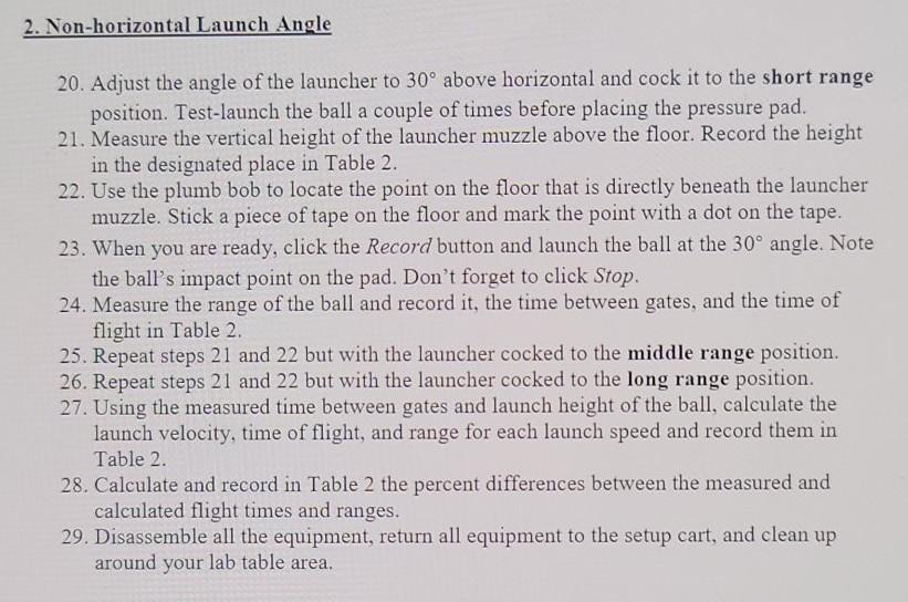 Solved 2. Non-horizontal Launch Angle 20. Adjust the angle | Chegg.com