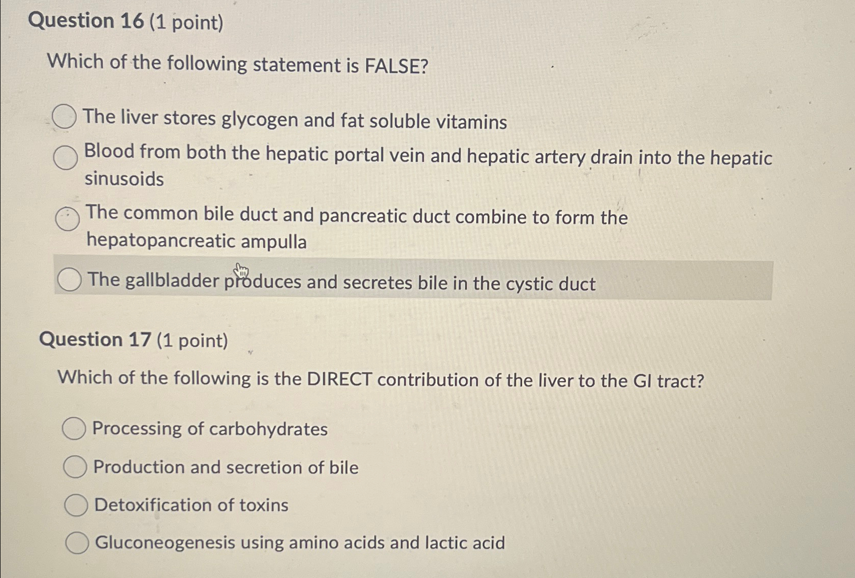 Solved Question 16 (1 ﻿point)Which of the following | Chegg.com
