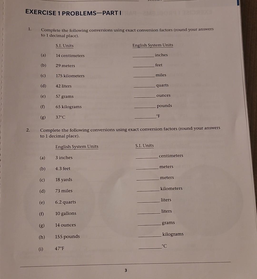 Solved Metric Conversions Objective: To practice making unit | Chegg.com