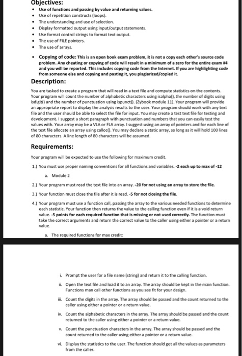 Solved Objectives: • Use of functions and passing by value | Chegg.com