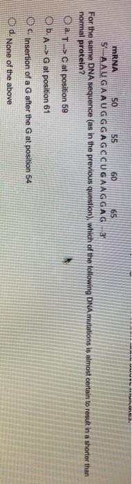 Solved Use the following mRNA codon key as needed: GCC | Chegg.com