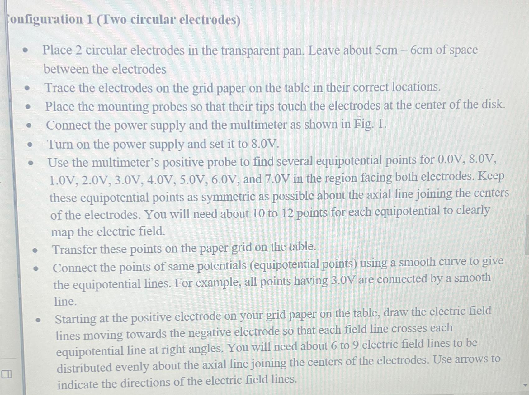 onfiguration 1 (Two circular electrodes)\\nPlace 2 | Chegg.com