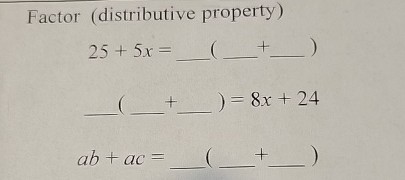Solved Factor (distributive | Chegg.com