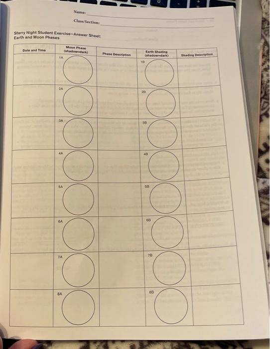 Solved Name Class Section Starry Night Student | Chegg.com