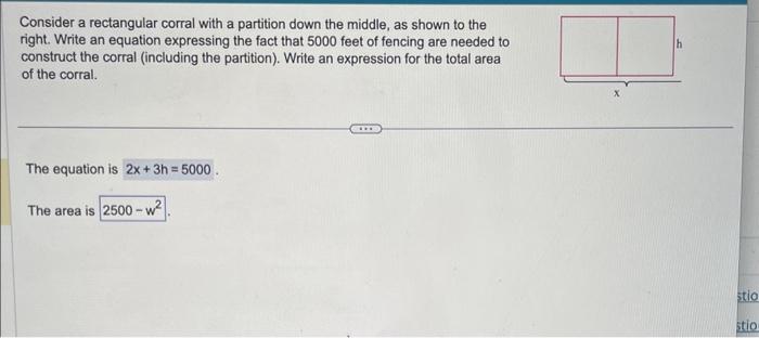Solved Consider a rectangular corral with a partition down | Chegg.com