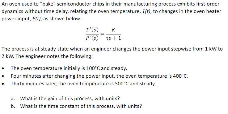 Solved An oven used to "bake" semiconductor chips in their | Chegg.com