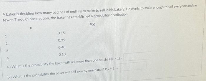 Solved A baker is deciding how many batches of muffins to | Chegg.com