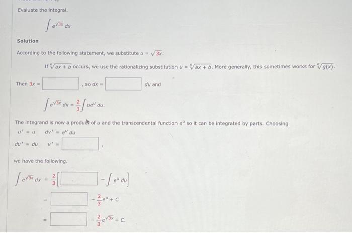 Solved Evaluate the integral. lev³x dx Solution According to | Chegg.com