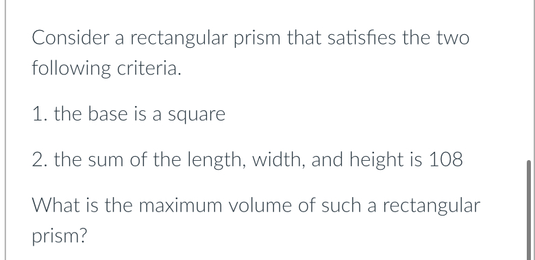 Solved Consider a rectangular prism that satisfies the two | Chegg.com