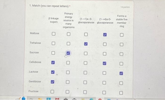 Solved 1. Match (you can repeat letters) * | Chegg.com
