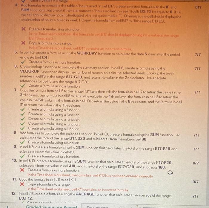 Solved 4. Add formulasto oompleto the table of hours used In | Chegg.com