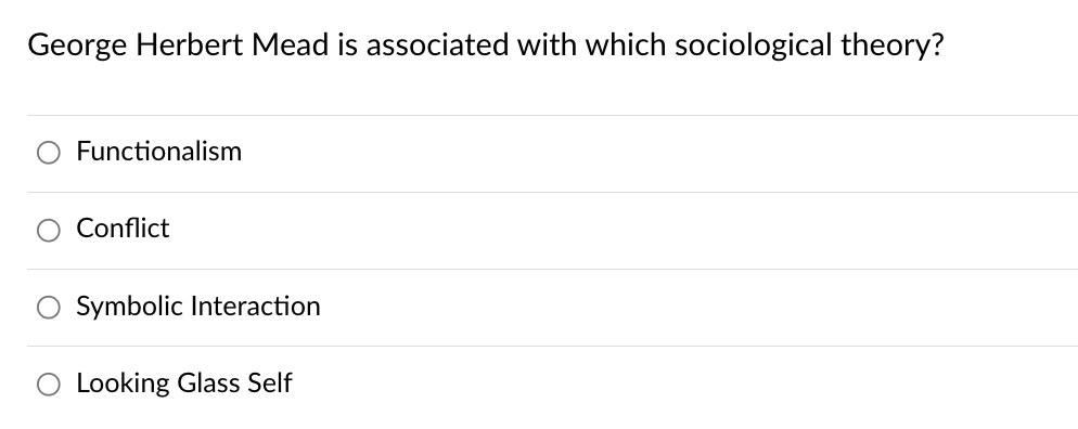 Solved George Herbert Mead is associated with which | Chegg.com