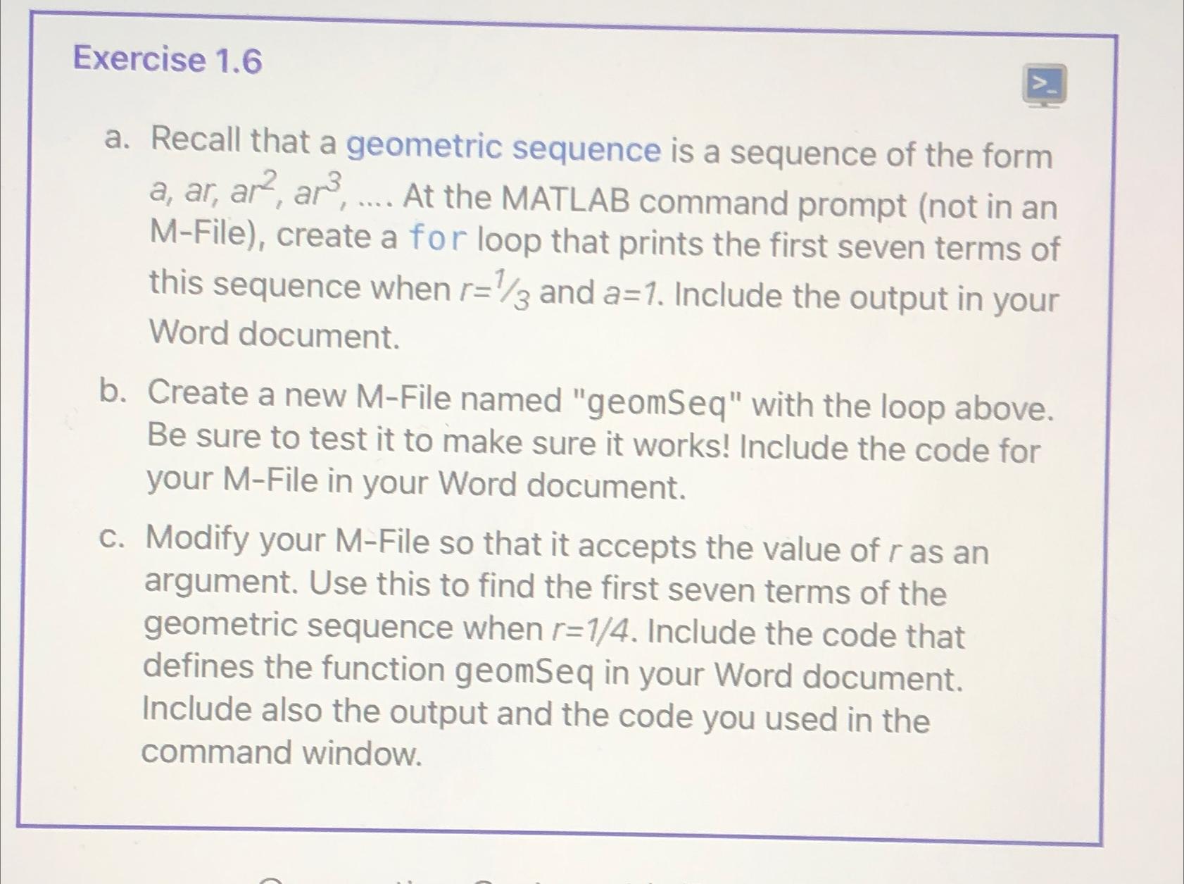 Solved Exercise 1.6a. ﻿Recall that a geometric sequence is a | Chegg.com
