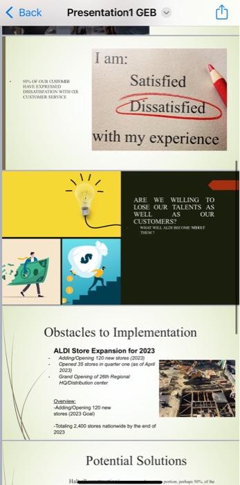 Solved with my experience Obstacles to Implementation | Chegg.com