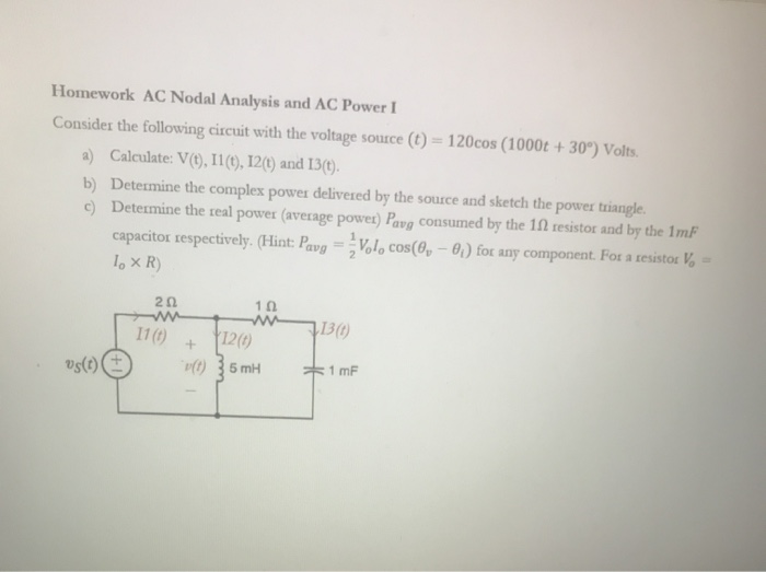 Solved Homework AC Nodal Analysis and AC Power I Consider | Chegg.com