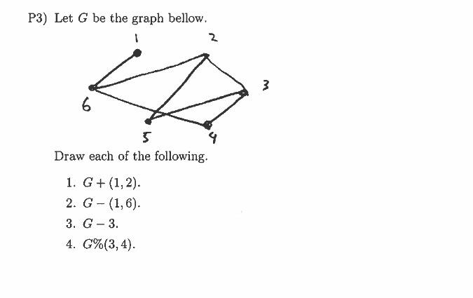 Solved P3) Let G be the graph bellow. Draw each of the | Chegg.com