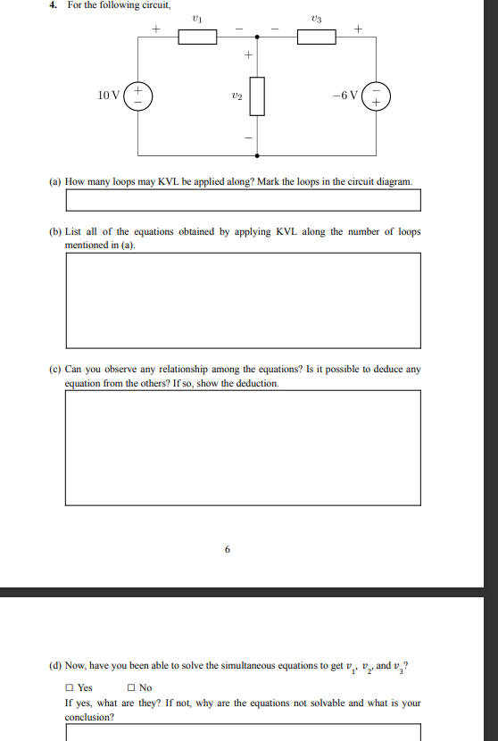 Solved For the following circuit,(a) ﻿How many loops may KVL | Chegg.com