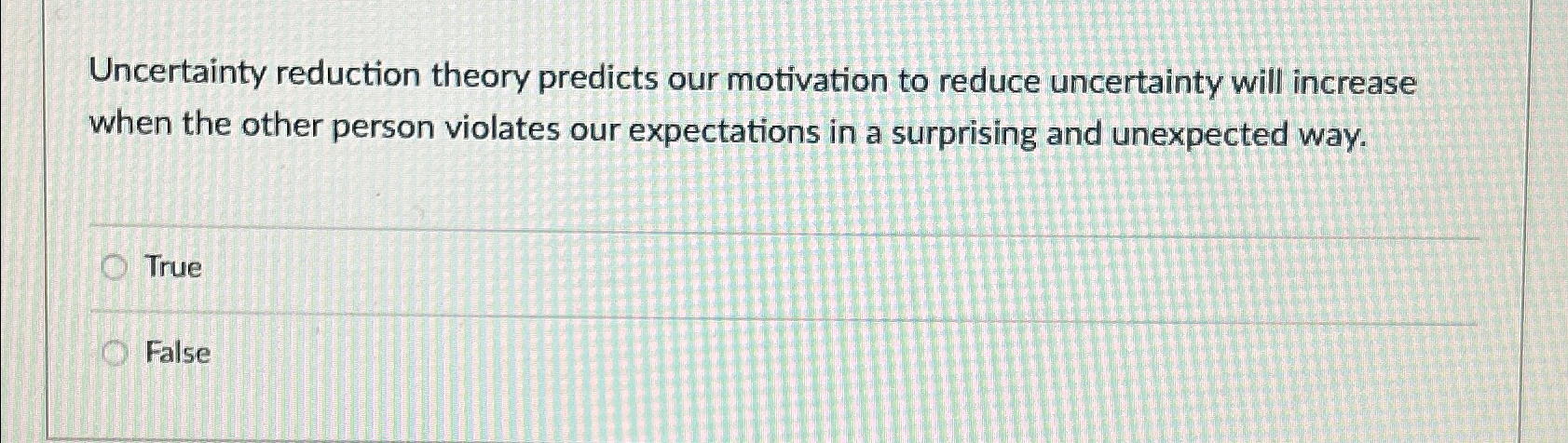 Solved Uncertainty reduction theory predicts our motivation | Chegg.com
