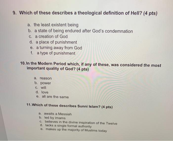 Solved 9. Which of these describes a theological definition | Chegg.com