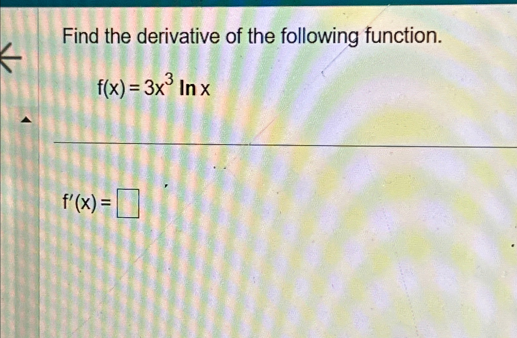 Solved Find the derivative of the following | Chegg.com