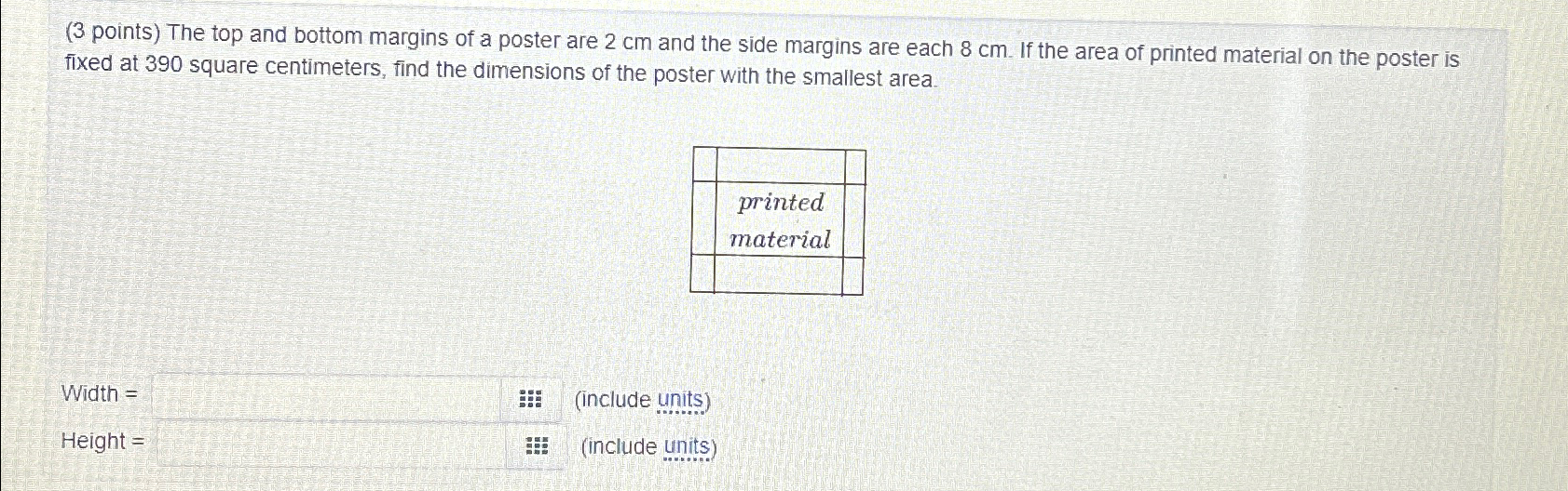 Solved (3 ﻿points) ﻿The top and bottom margins of a poster | Chegg.com