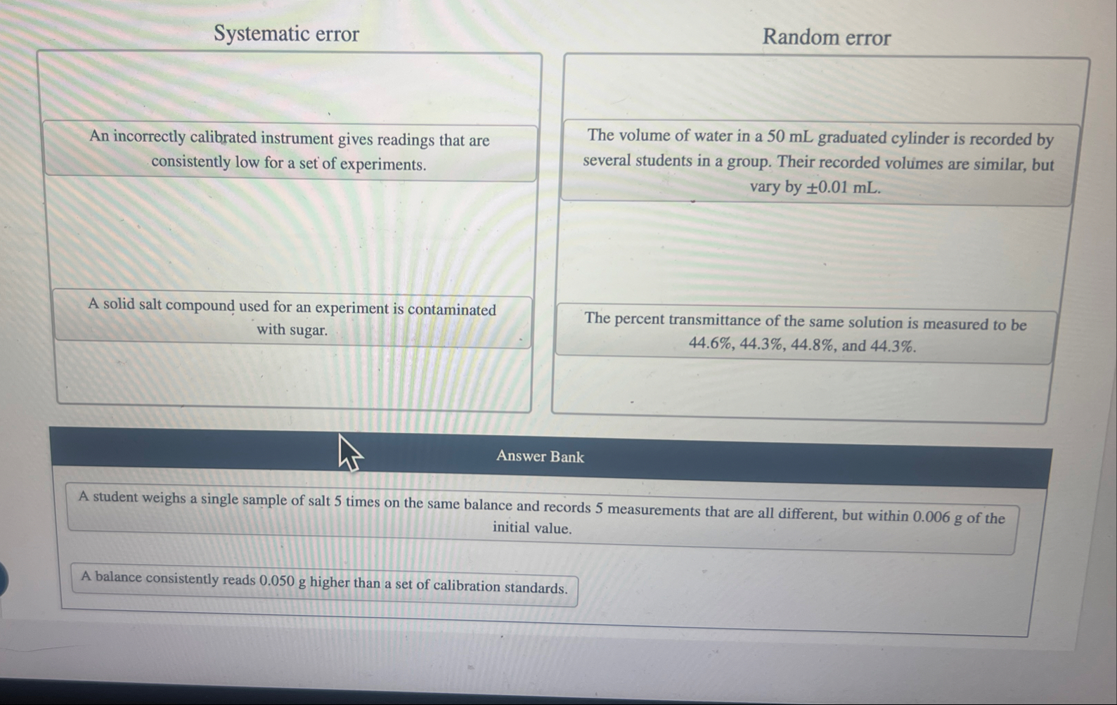 Solved Systematic errorAn incorrectly calibrated instrument | Chegg.com
