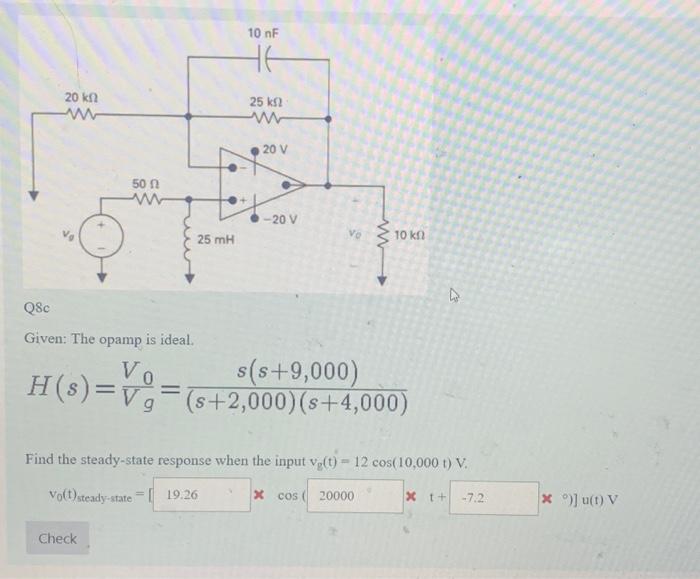 Solved Given: The opamp is ideal. | Chegg.com